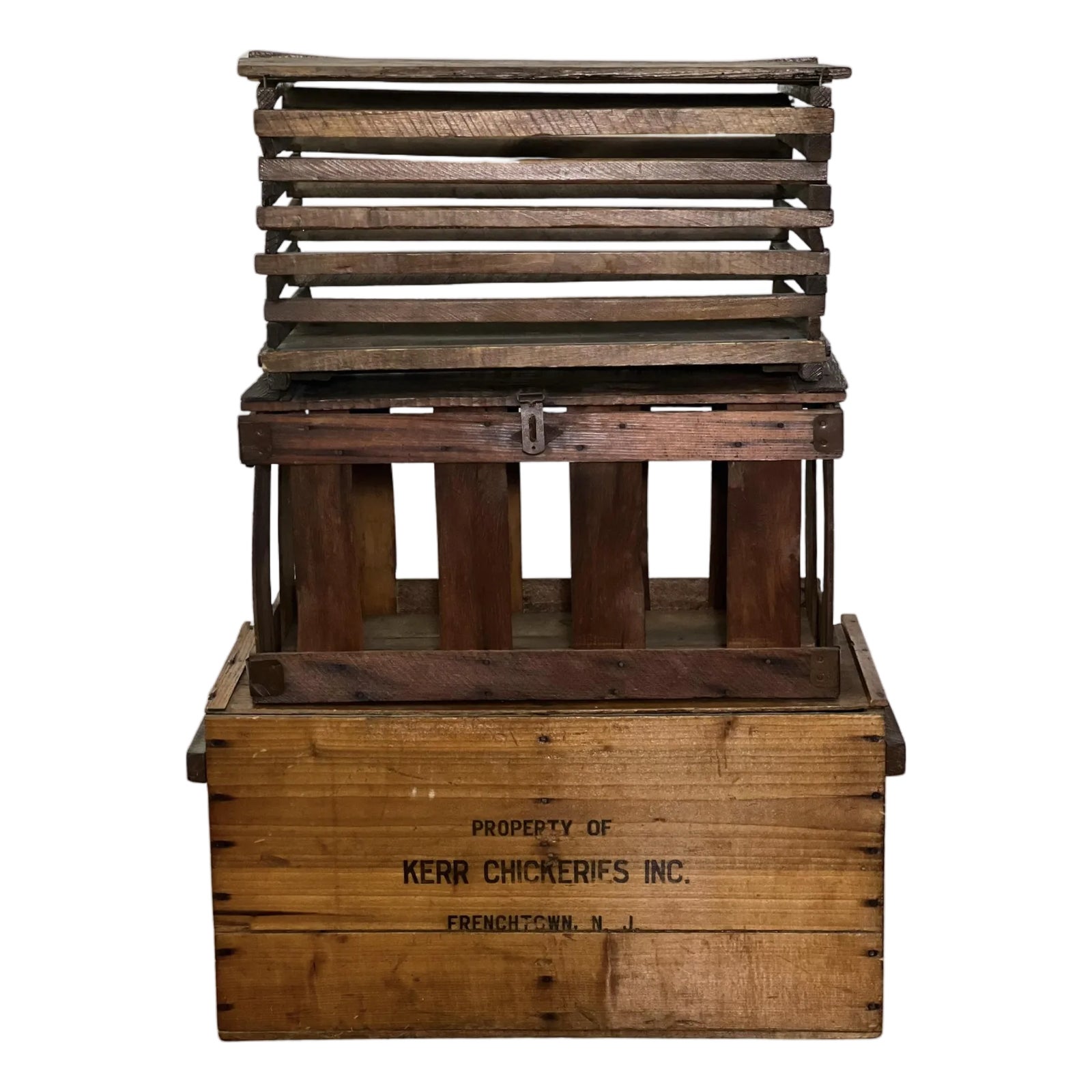 1920s Set of Three Kerr Chickeries Hatchery Crates | Chairish