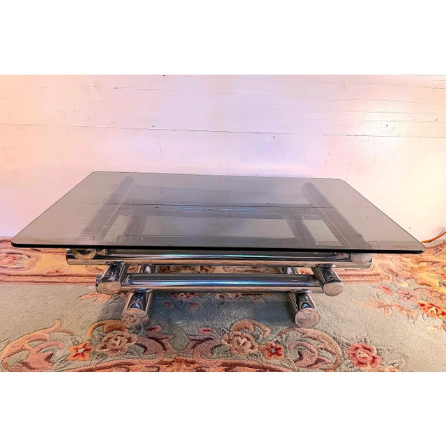 Mid 20th Century Chrome and Glass Coffee Table, Manners of Willy Rizzo ...