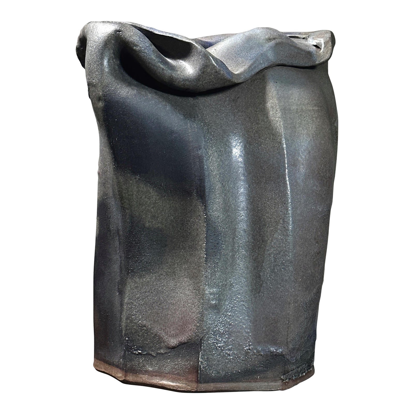 Vintage George Ohr Style Abstract Expressionist Raku Drip Glazed Vase ...