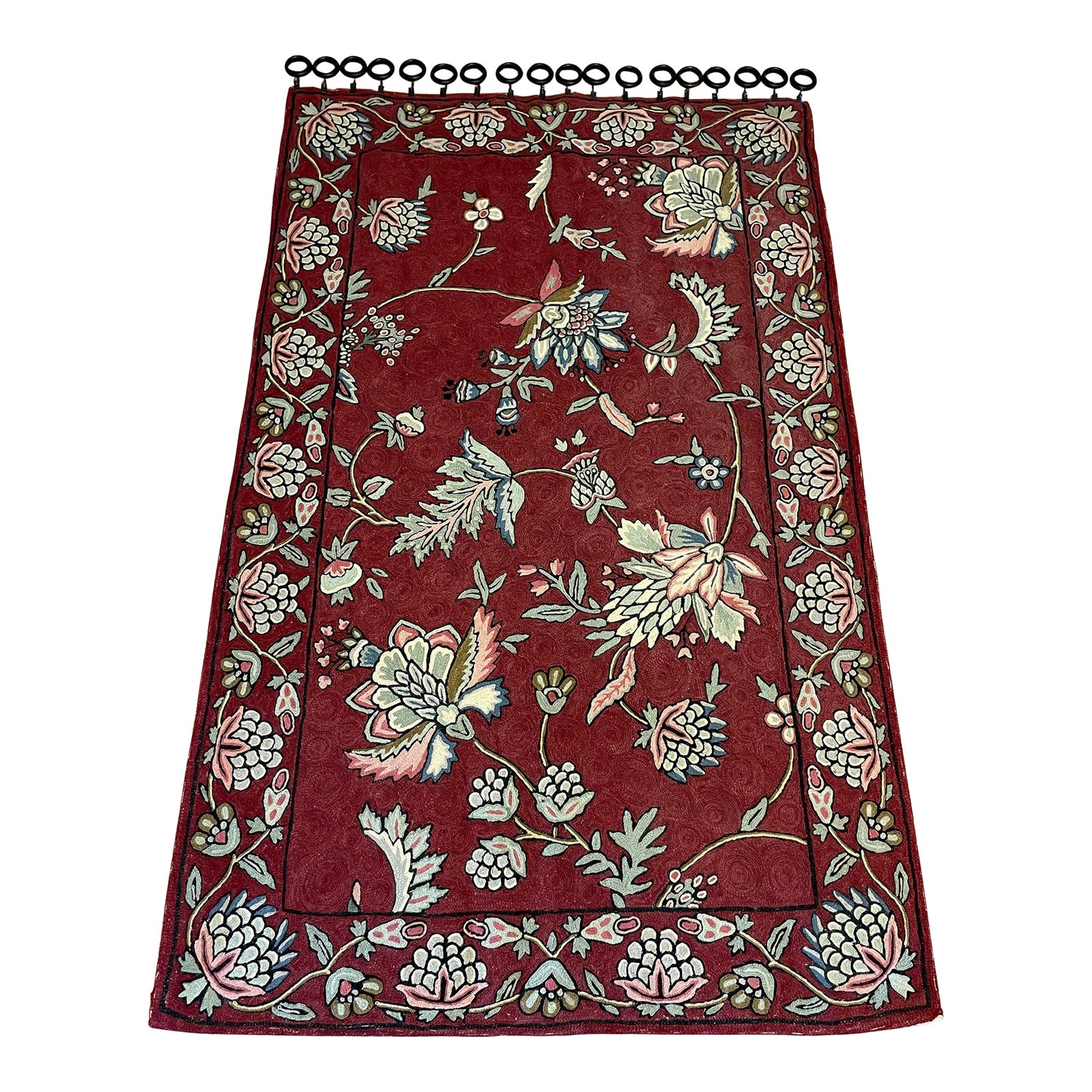 Late 20th Century Gujarati Chain Stitch Rug Textile Art, West India ...