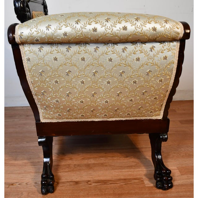 1900 Antique Empire Carved Mahogany Spring-Seat Chair / New Upholstery ...