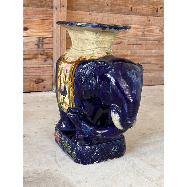 Mid-20th Century Chinoiserie Ceramic Glazed Elephant Side Table Garden ...