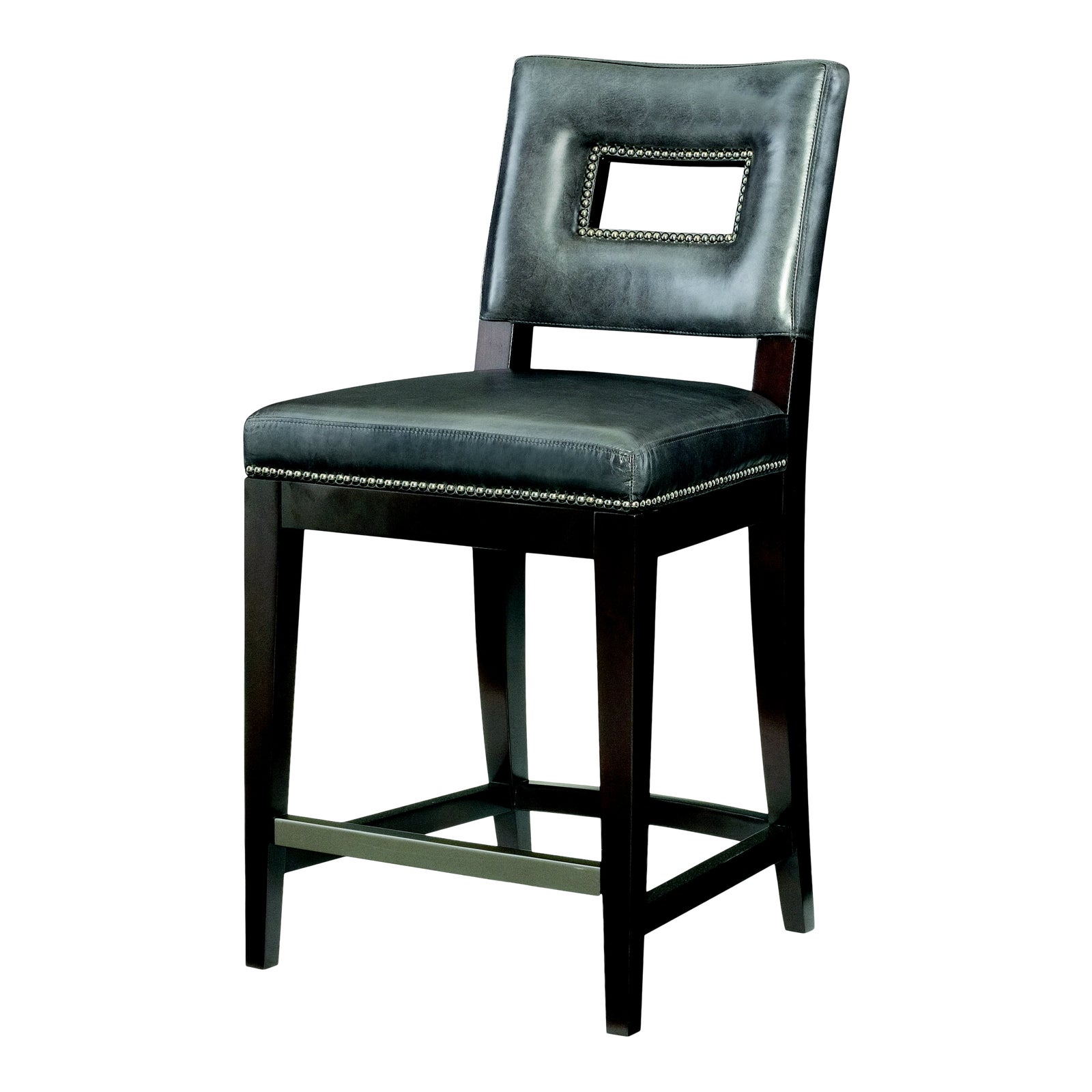 Century Furniture Campe Counter Stool, Gunmetal Leather | Chairish