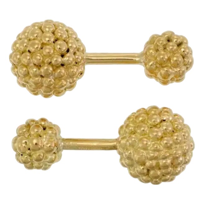 Tiffany & Co. Vintage 18k Yellow Gold Bead Ball Stud Cufflinks | Chairish