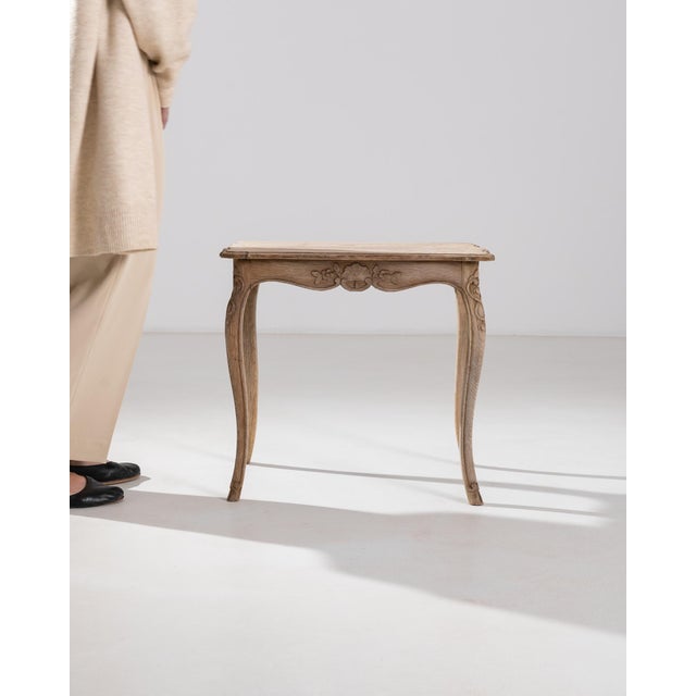 19th Century French Bleached Oak Side Table | Chairish