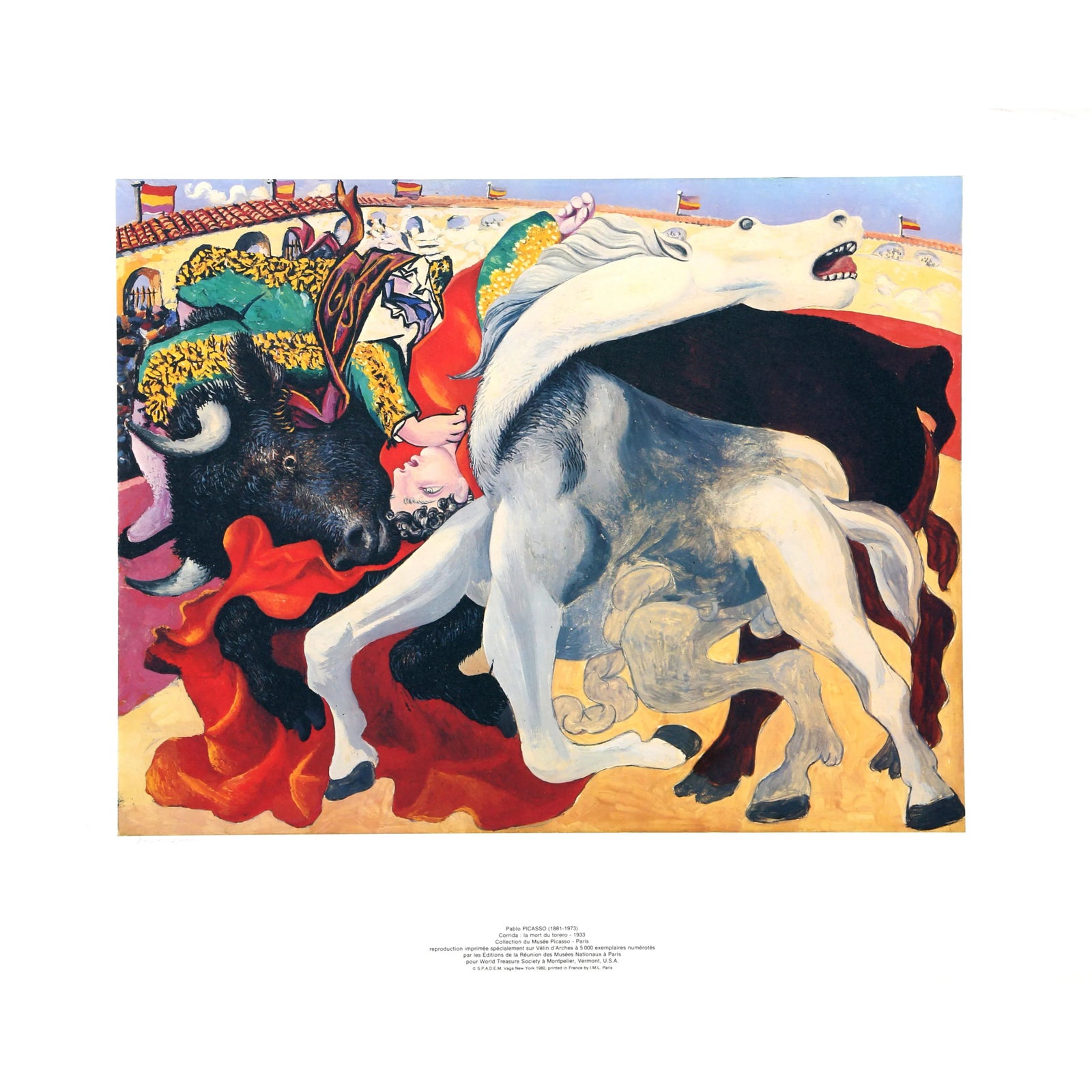 1980s "Corrida la Mort du Torero" Lithograph After Pablo Picasso | Chairish