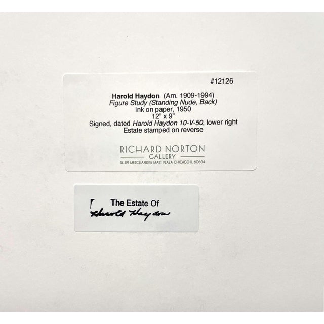 Black & White Figure Study of a Standing Nude by Artist Harold Haydon ...