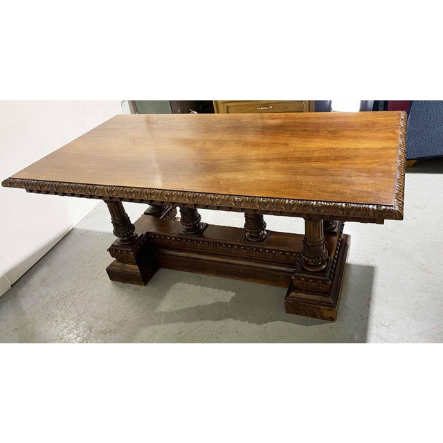 Antique Italian Renaissance Style Walnut Hand Carved 6 Column Library ...