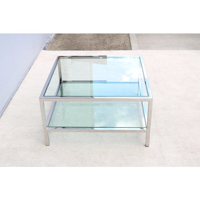Mid-Century Modernism Milo Baughman Style Glass Square Coffee Table ...