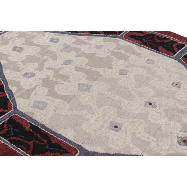 Rug & Kilim’s French Art Deco Style Rug With Beige and Red Geometric ...