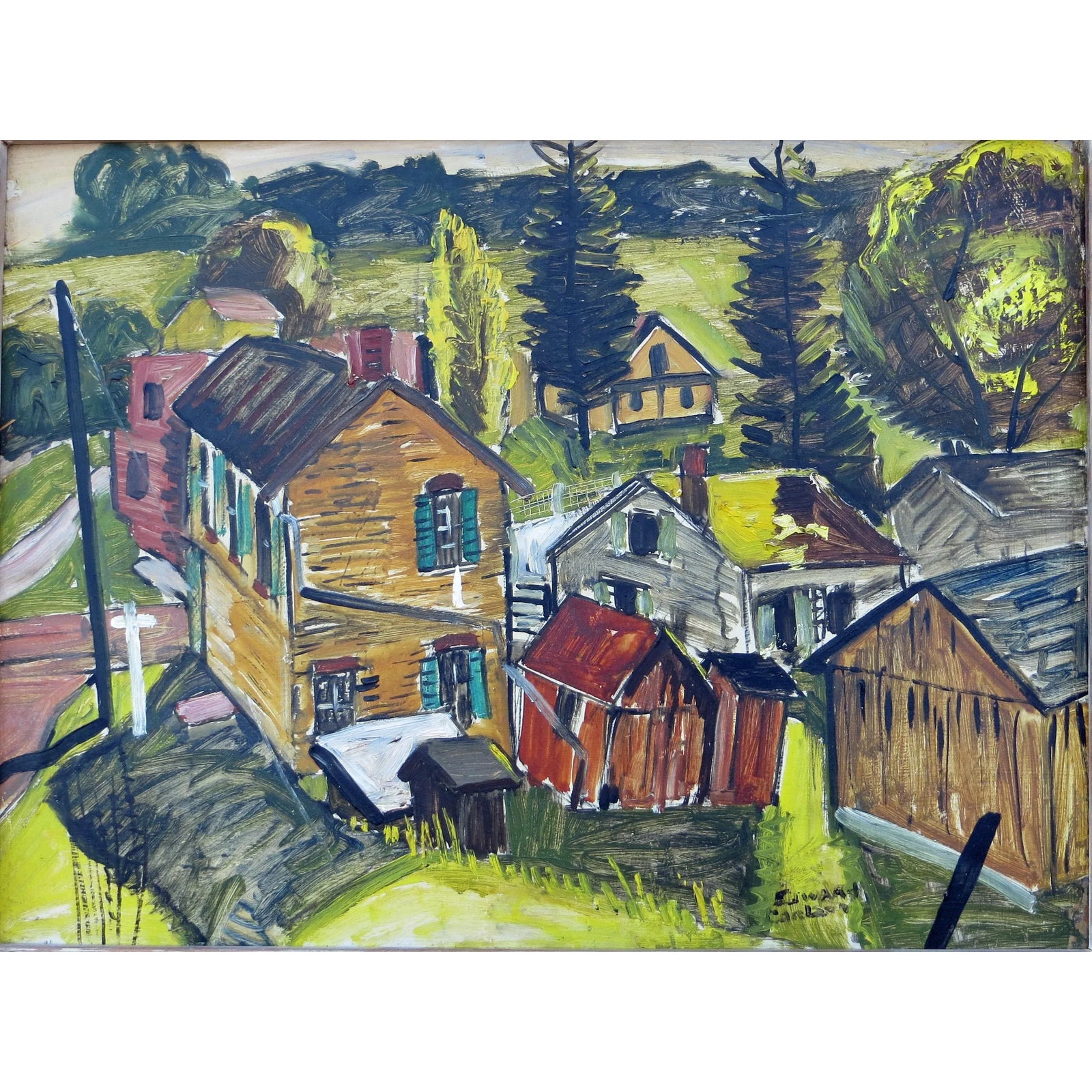 Regionalist Oil on Masonite, Signed Edward Carlson | Chairish