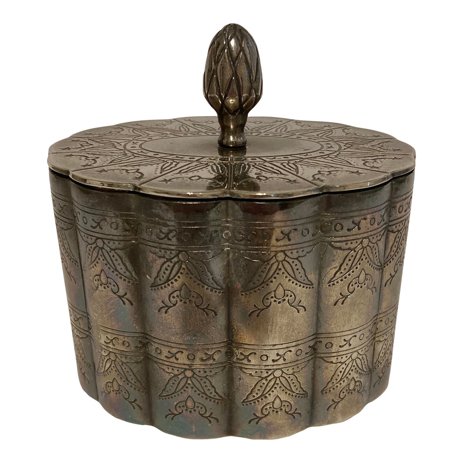 1940s Vintage Silver Plate Small Oval Box | Chairish