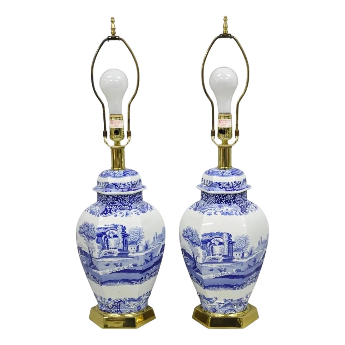 Vintage Spode Chinoiserie French Blue White Porcelain Ginger Jar Table ...