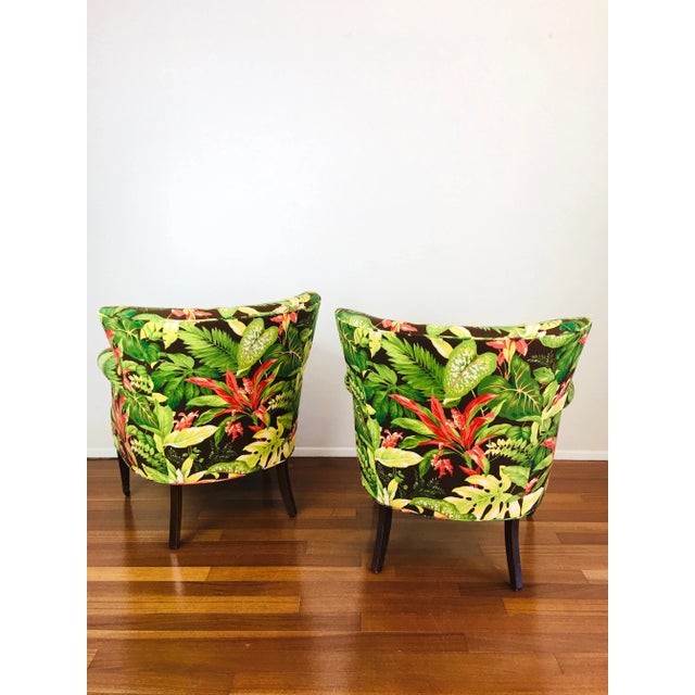 Vintage Mid Century Tropical Leaf Print Upholstered Arm Chairs - a Pair ...