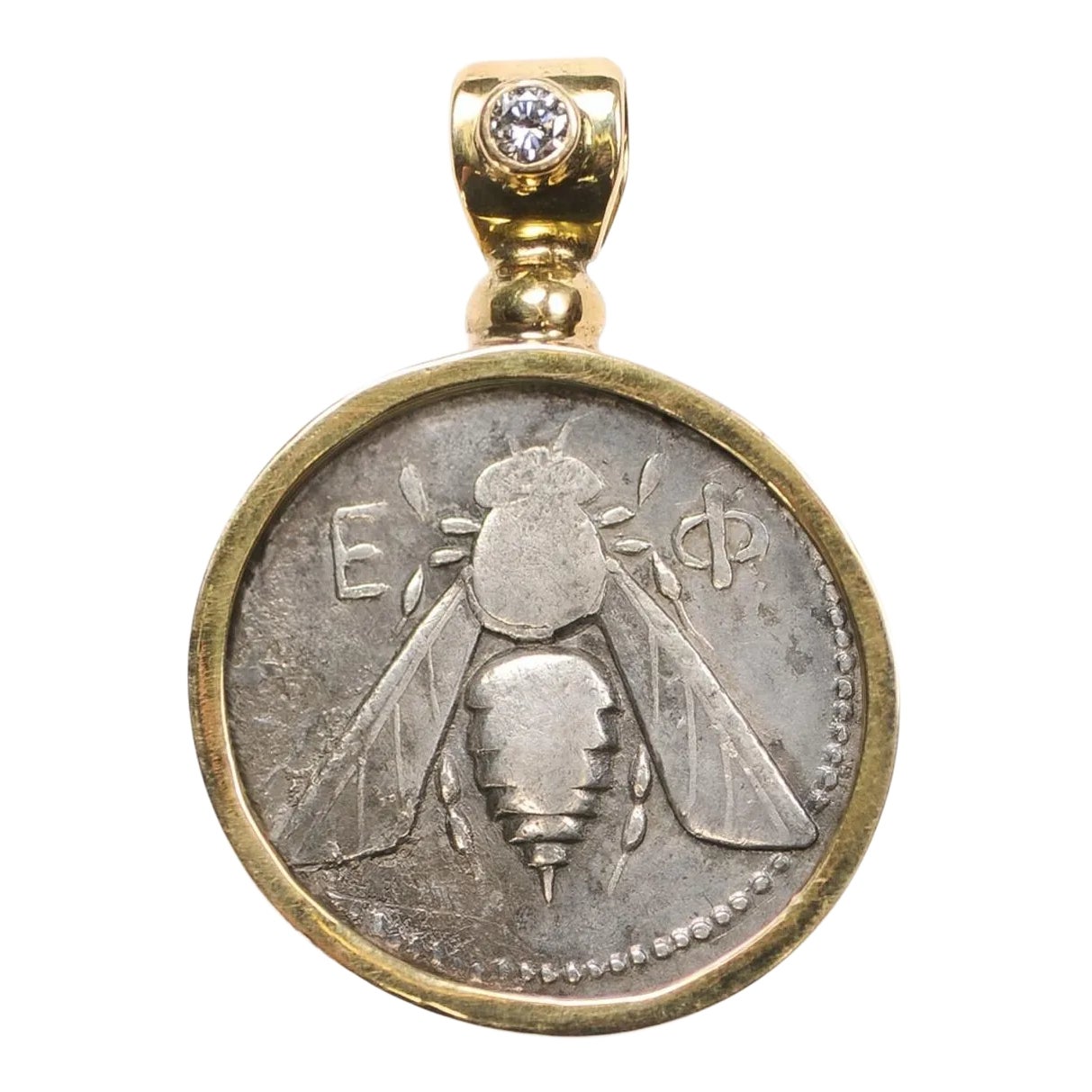 Antique Bee & Stag Tetradrachm With Diamond & 18k | Chairish