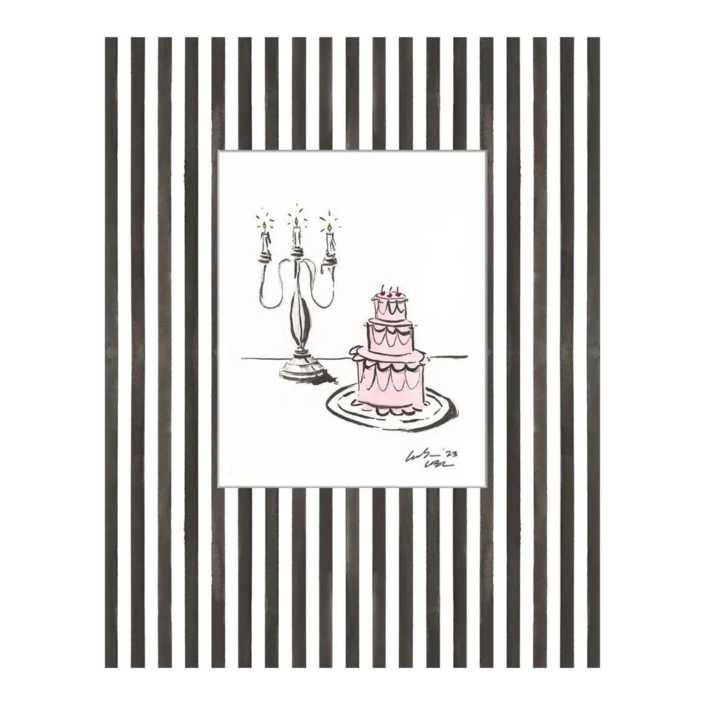 "Cake and Candelabra With Black Striped Mat" Contemporary Original ...