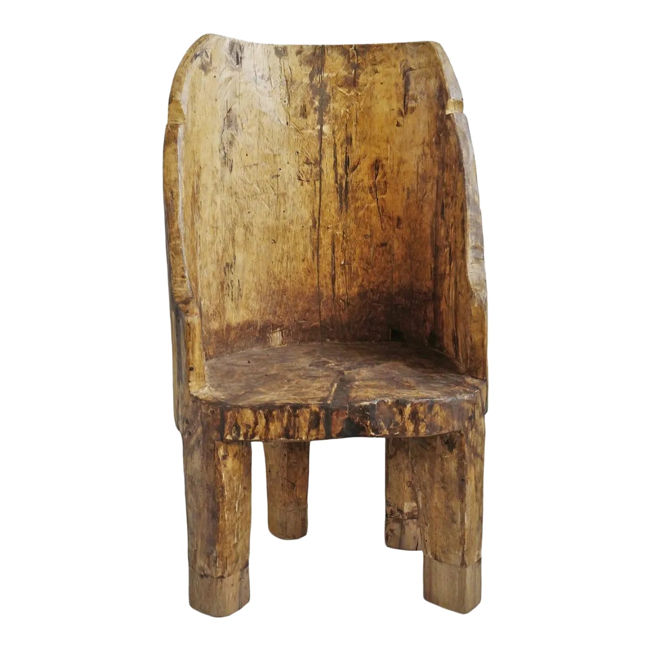 Mid 20th Century Vintage Naga Carved Wood Tribe Chair | Chairish