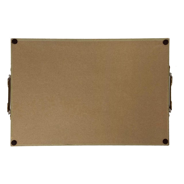 Water Colored Fox Print Tray With Brass Handles | Chairish