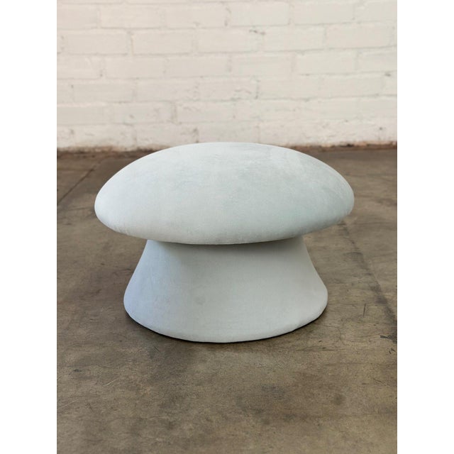 Tapered Mushroom Ottoman in Baby Blue Velvet | Chairish