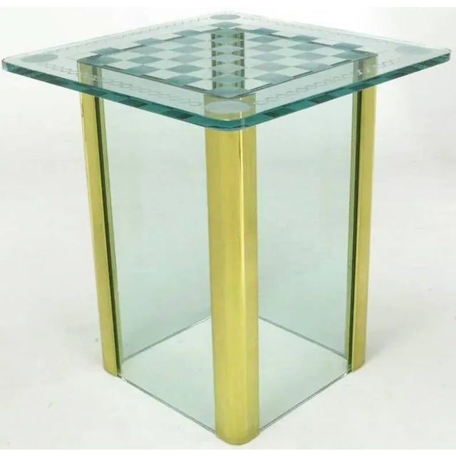 Elegant Etched Glass Game Table in the Style of Pace Collection | Chairish