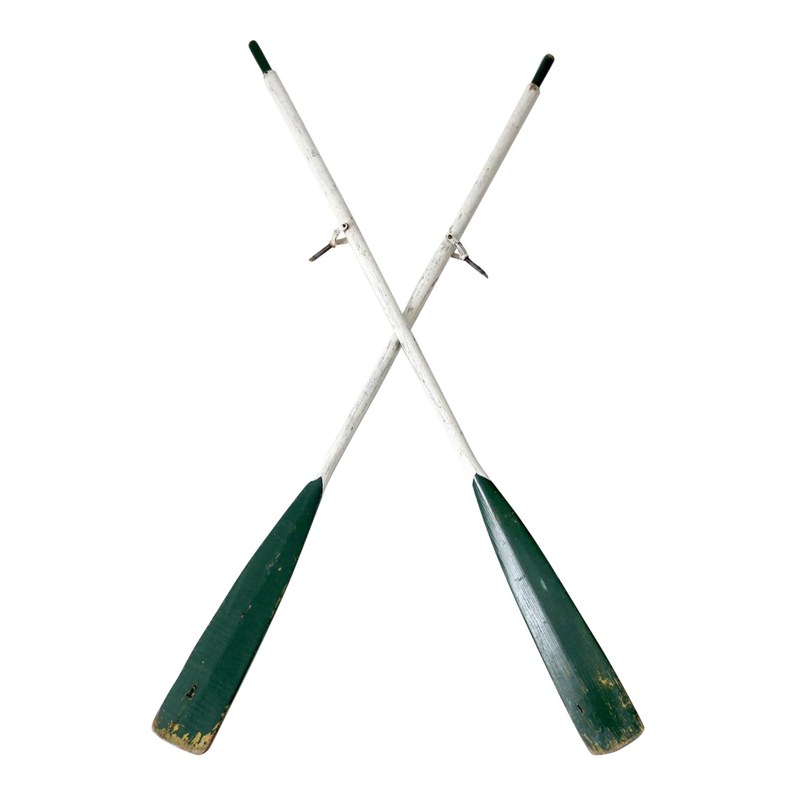 Vintage Painted Wooden Oars Pair | Chairish
