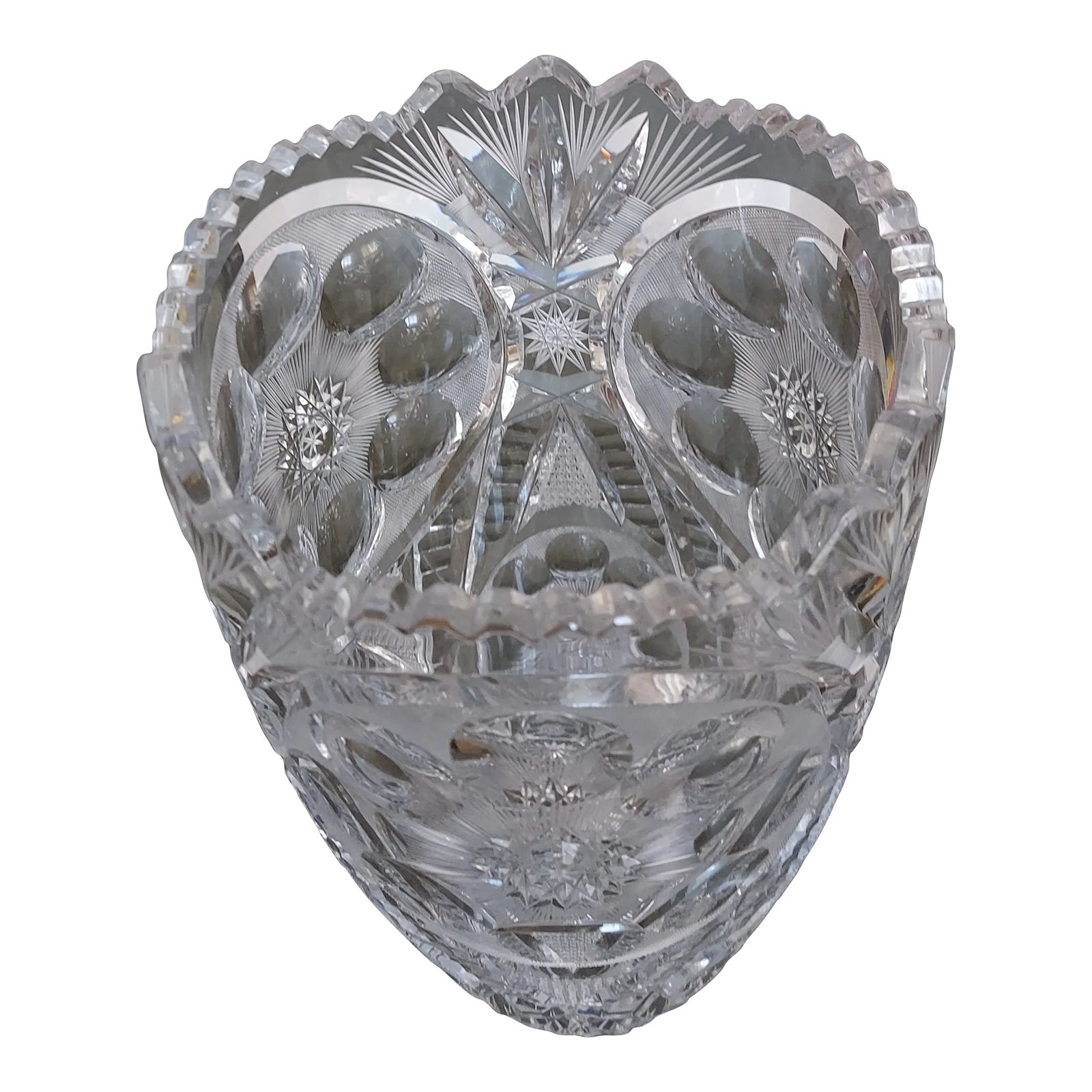 1960s Bohemia Lead Crystal Vase Ornately Cut With Stars and Thumbprints ...