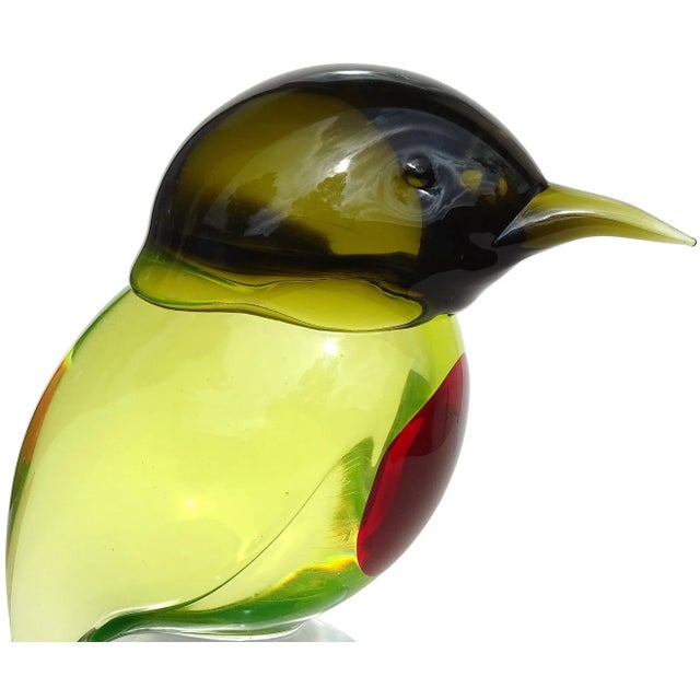 Murano Vintage Sommerso Glowing Uranium Yellow Red Heart Italian Art ...