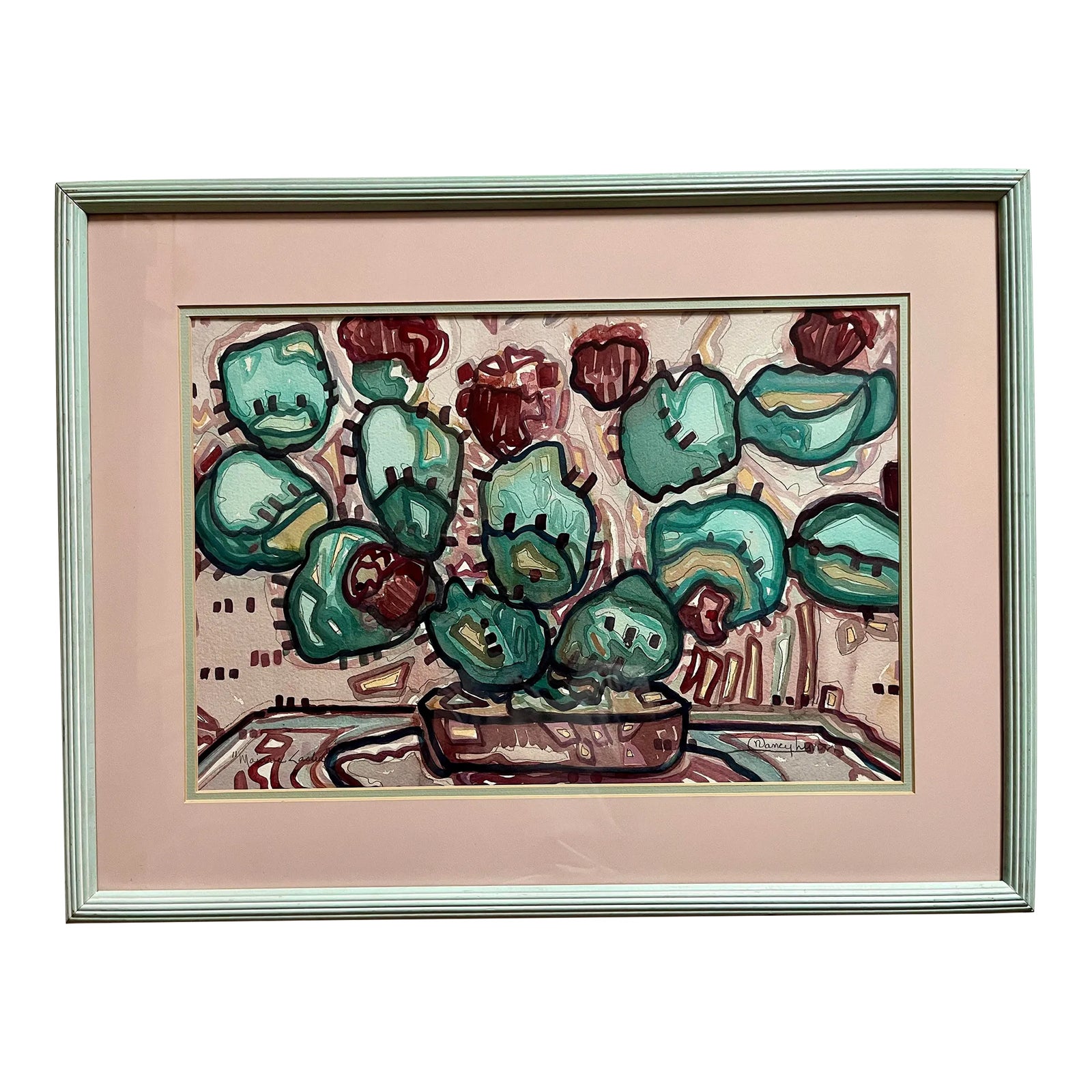 1990's Original 'Mojave Cactus' Watercolor Painting by California ...