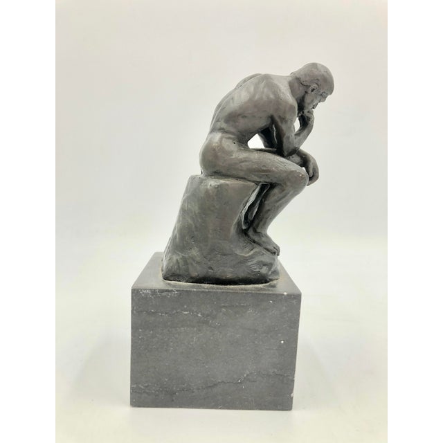 Bronze Rodin Statue the Thinker Figurine Antique Metal Dark Black ...