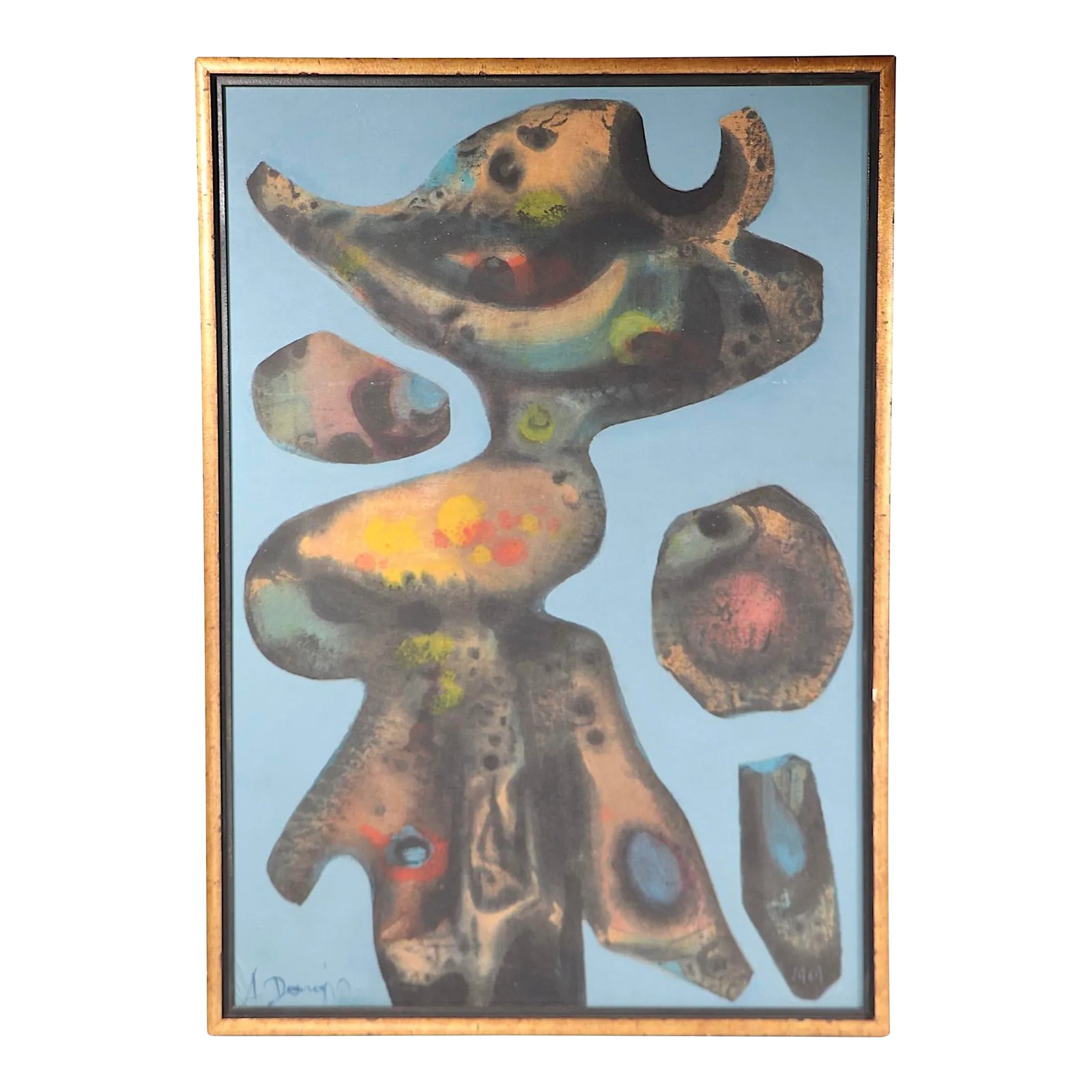 Abstract Oil Painting on Board Signed Dargis C. 1969 | Chairish