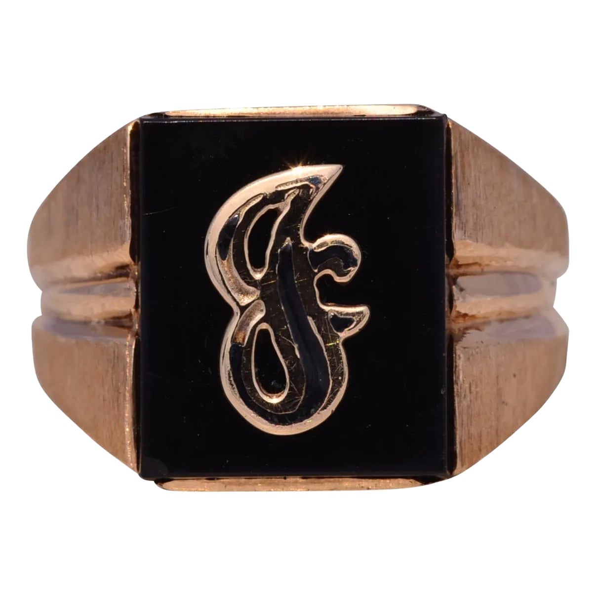 The Jati: Vintage Gentleman's Onyx and Carved J Initial Cocktail Ring ...