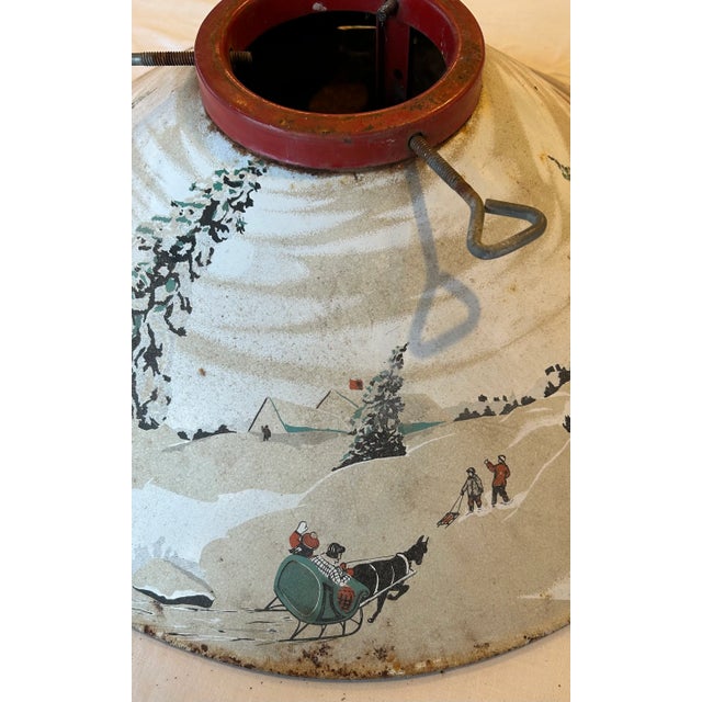 Vintage Colormatic Snow Scene Steel Christmas Tree Stand - | Chairish