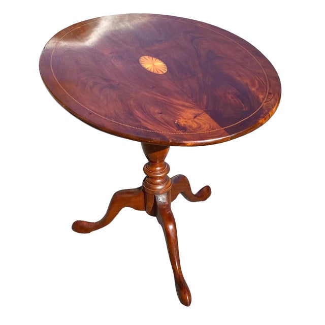 Late 19th Century Antique English Inlaid Mahogany Tilt Top Side Table ...