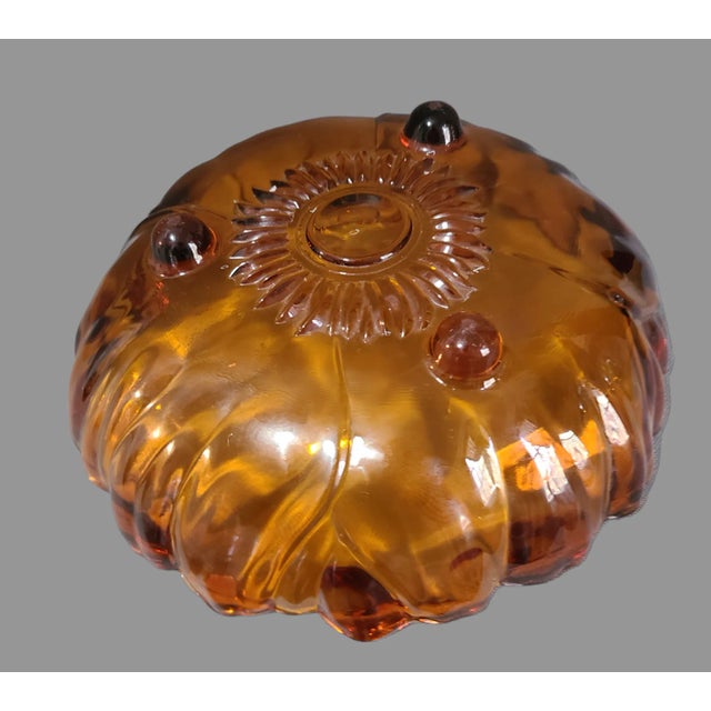 Vintage Amber Color Indiana Glass Bowl Sunflower Center Footed ...