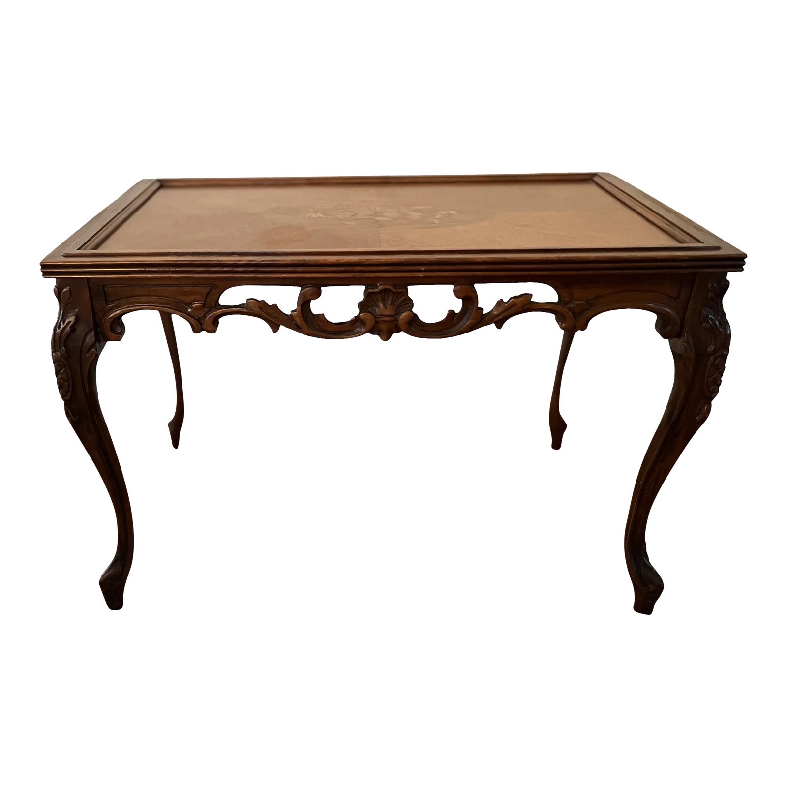 1950s Vintage Wood End Table With Inlay Detail | Chairish