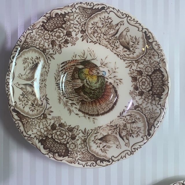 1950s Johnson Brothers Windsor Ware Wild Turkeys Cups and Saucers Set ...