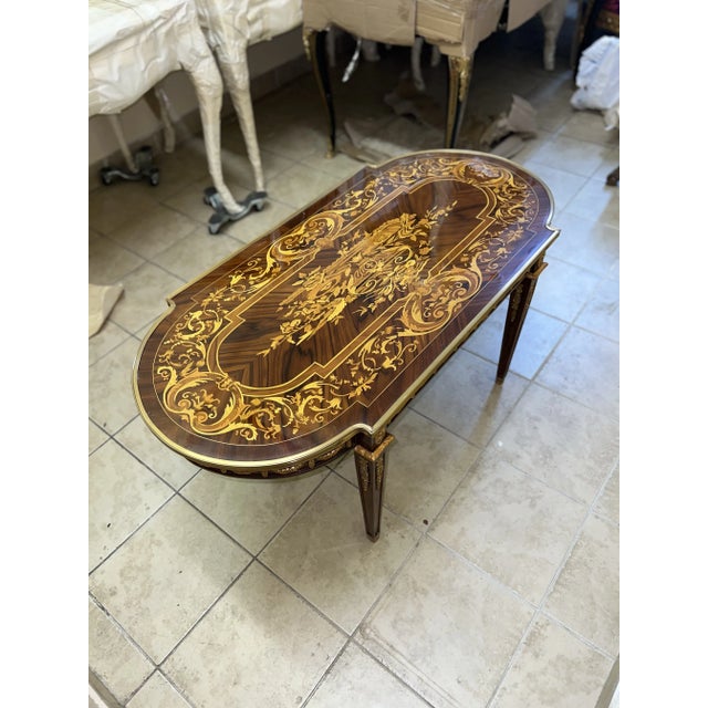 1980s Louis XV Marquetry Coffee Table Cocktail Table | Chairish