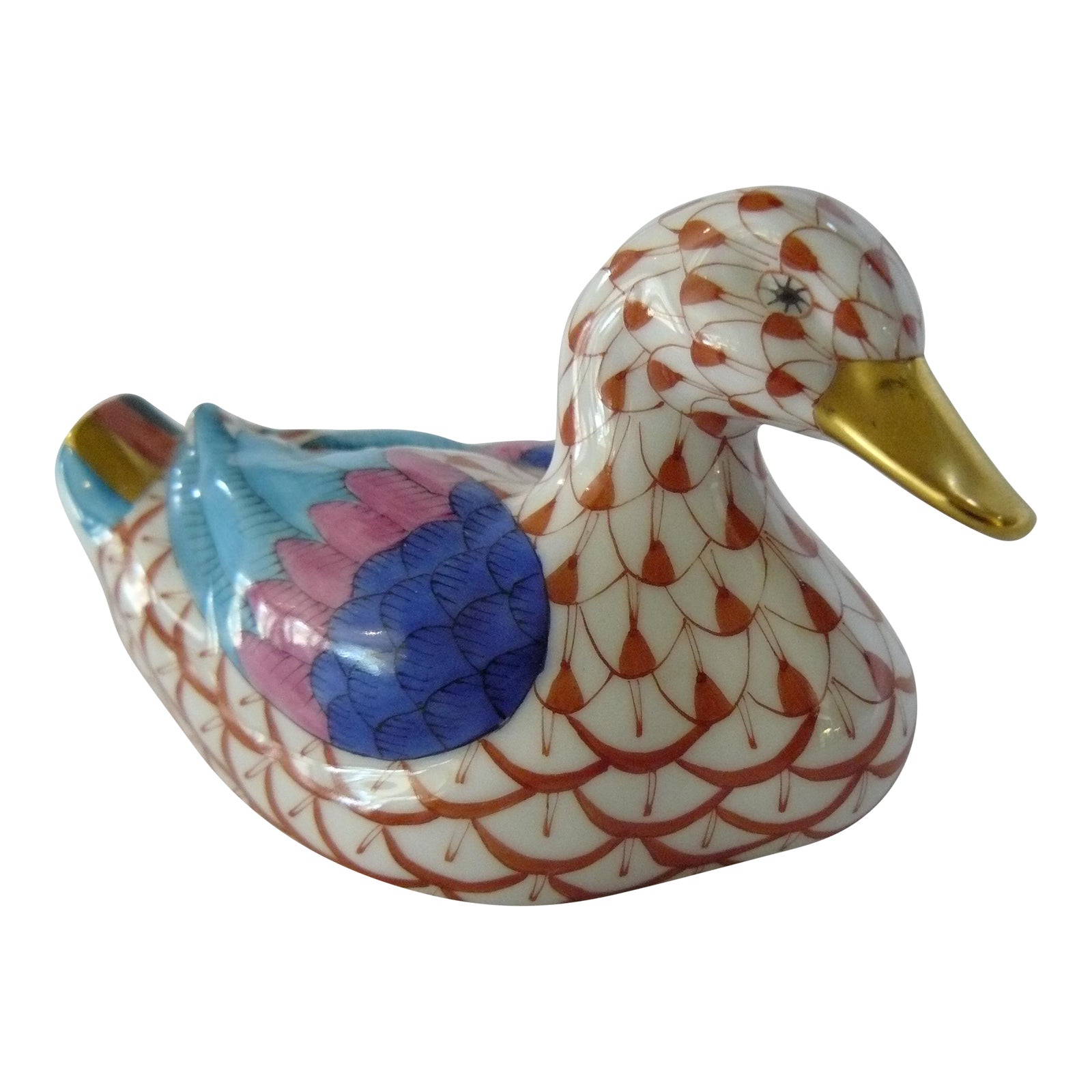 Herend Rust Fishnet Sitting Duck | Chairish