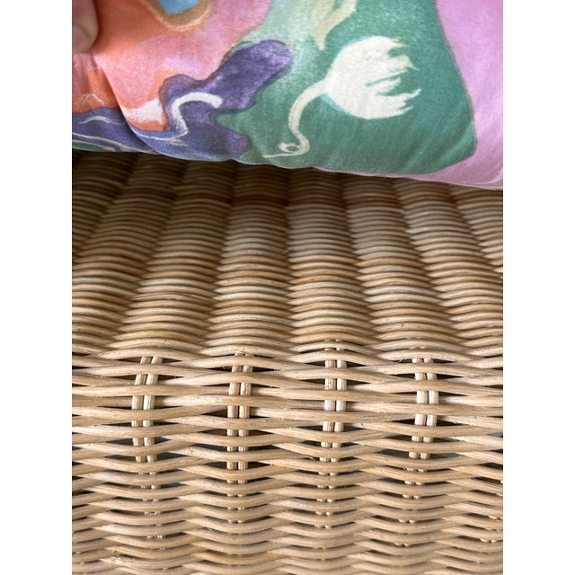 Late 20th Century Rattan Wicker Braid Lounge Chairs and Ottoman Set ...