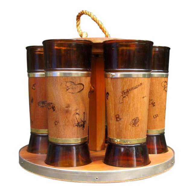 Siesta Ware Caddy & Glass Tumblers - 7 Piece Set | Chairish