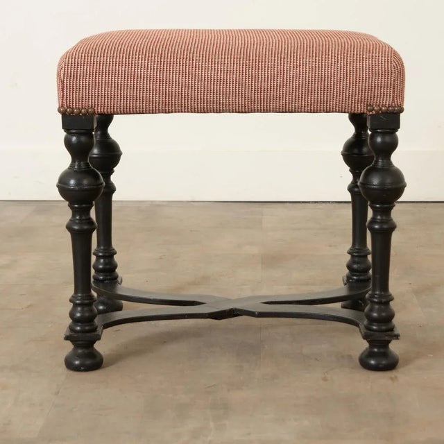 19th Century English Painted & Upholstered Stool | Chairish