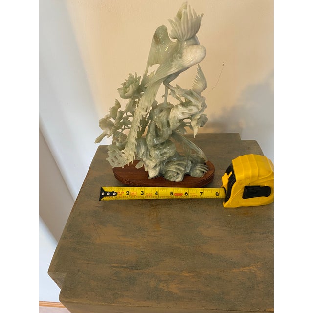 Vintage Chinese Jade Carved Phoenix Bird of Paradise Statue Stand ...