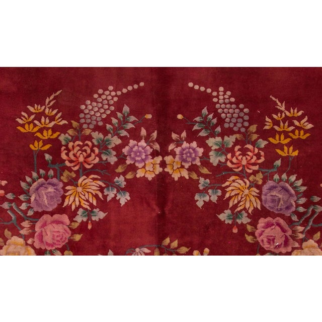 Antique Red Chinese Art Deco Rug 8 Ft 11 in X 11 Ft 5 In. | Chairish