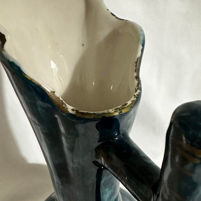 Vintage 20th Century Hand Painted Henri Bequet Peacock Pitcher | Chairish