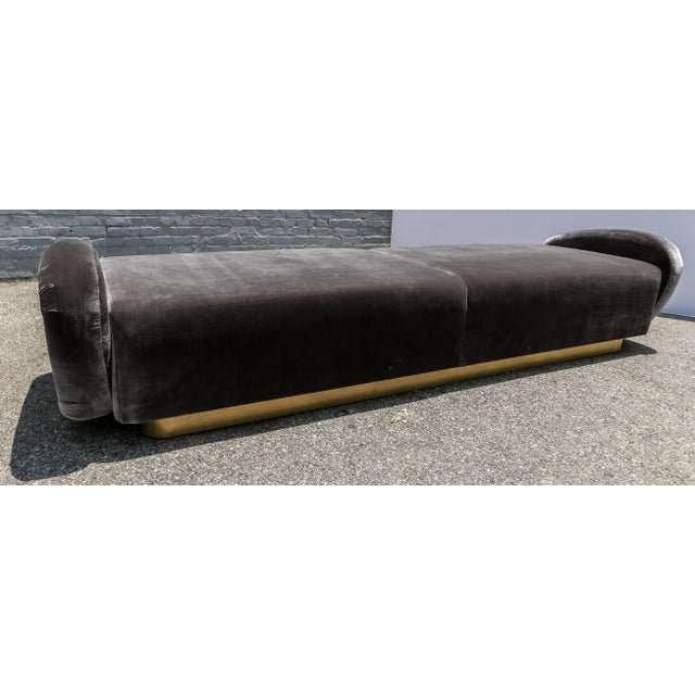 Custom Italian Style Velvet Bench With Brass Base | Chairish