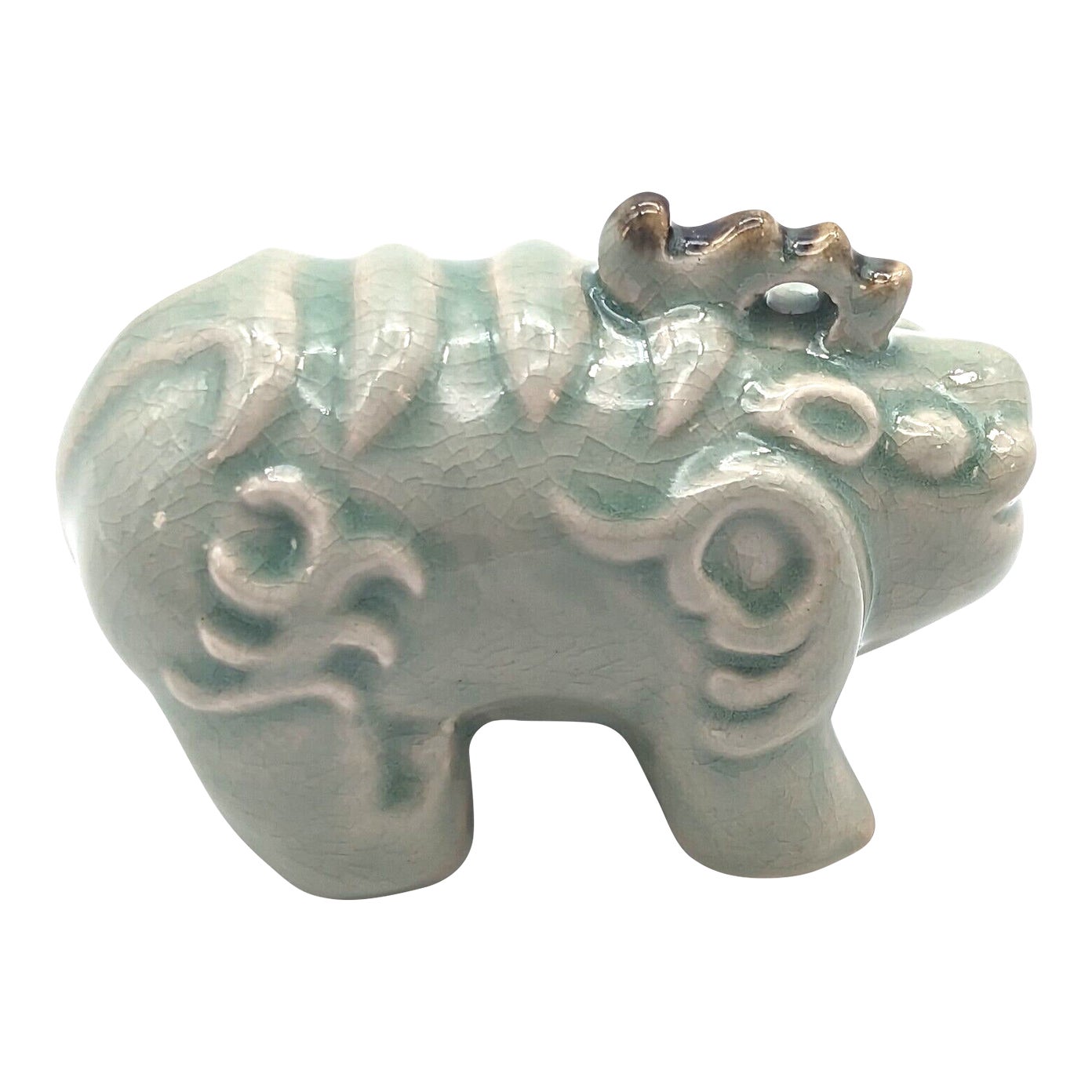 Mid 20th Century Korean Celadon Glazed Beast Animal Figurine Crazing ...