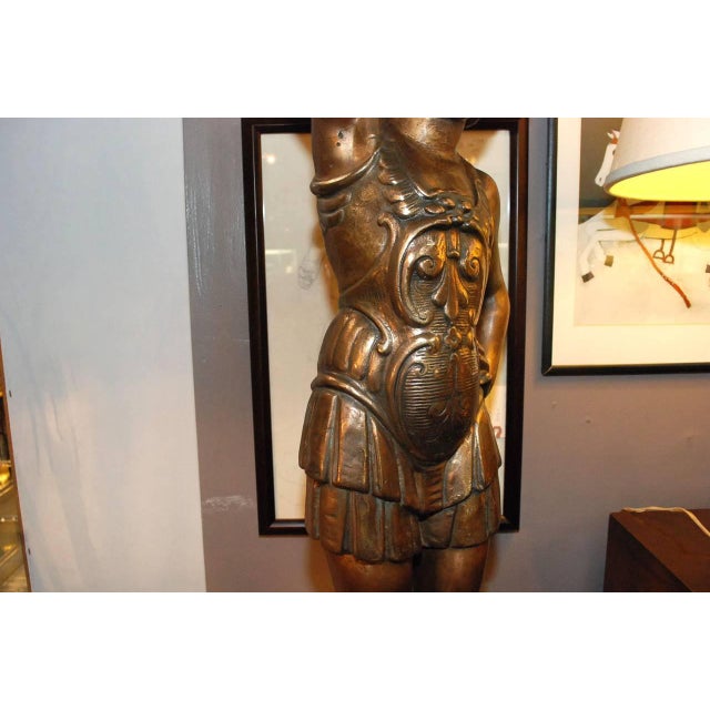 Italian Cast Iron Standing Sculpture of Roman Lady With Torch | Chairish