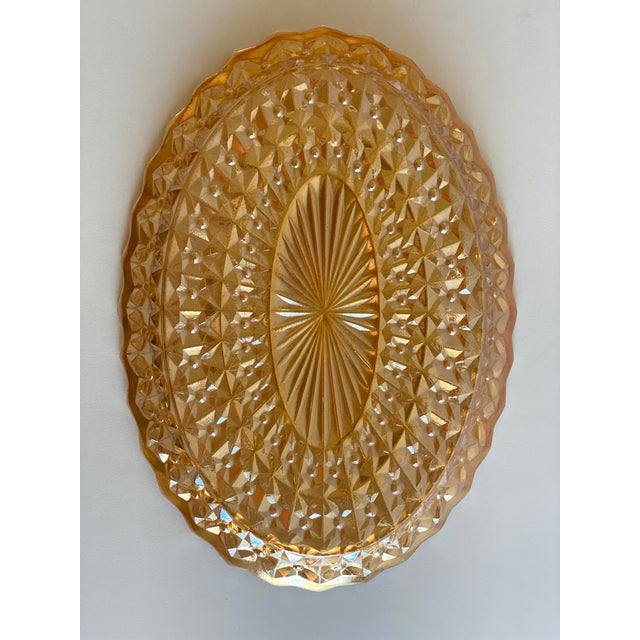 Vintage Orange Glass Platter With Intricate Design | Chairish