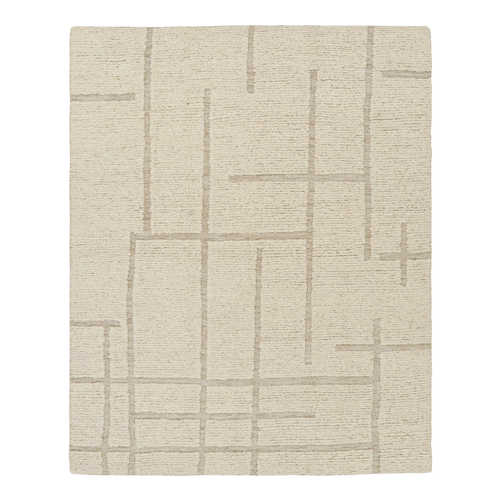Rug & Kilim’s Modern Rug With Cream High-Low Geometric Patterns | Chairish
