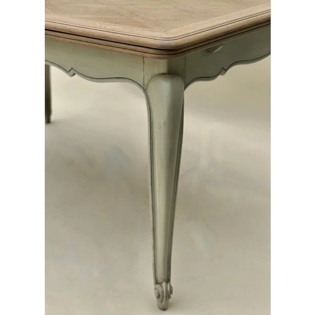 French Draw Leaf Dining Table Parquet Top Circa 1900, Painted Base ...